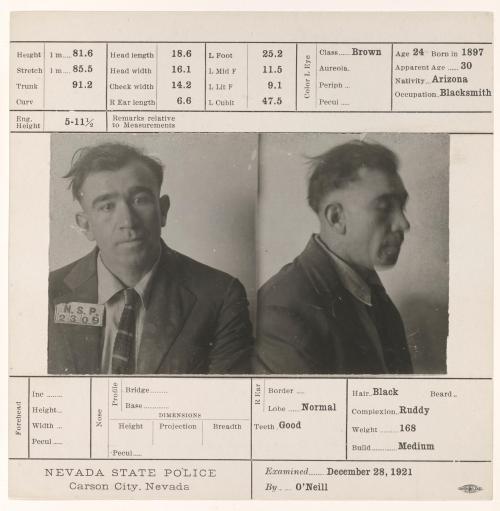 [Nevada State Police mugshot ID card] | Objects | George Eastman Museum